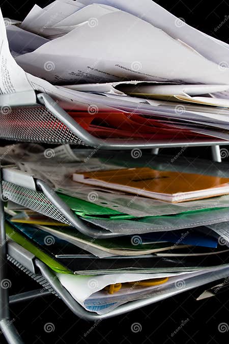 Messy Paper Tray with Papers Stock Photo - Image of handle ...