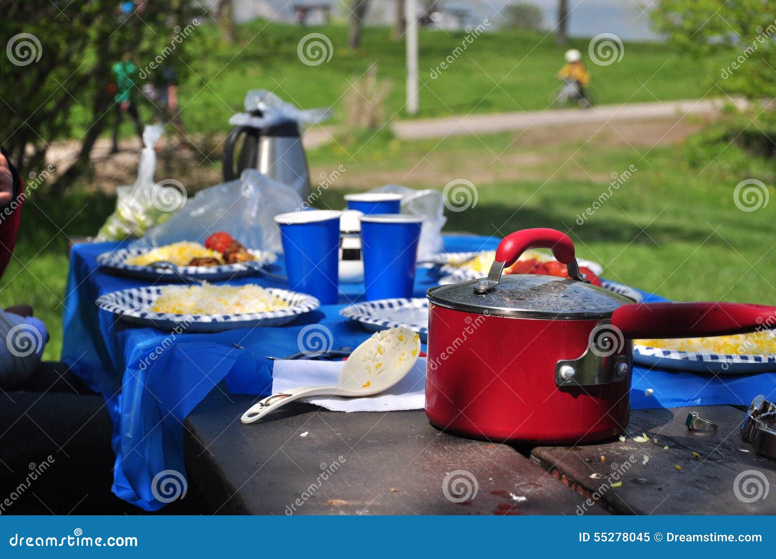 Messy Picnic Table stock image. Image of ideas, suggestions - 55278045