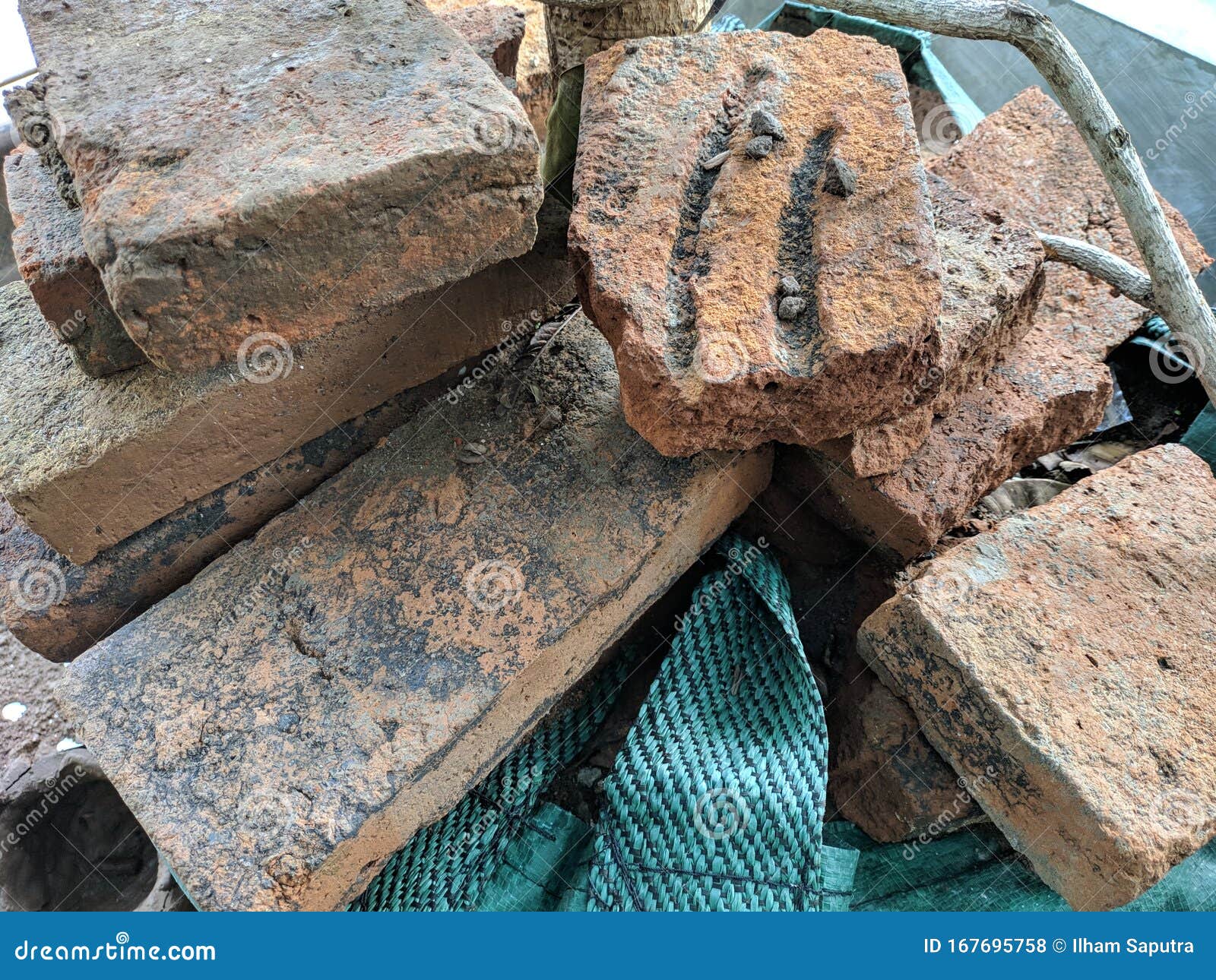 Messy pile of bricks. stock photo. Image of improvement - 167695758