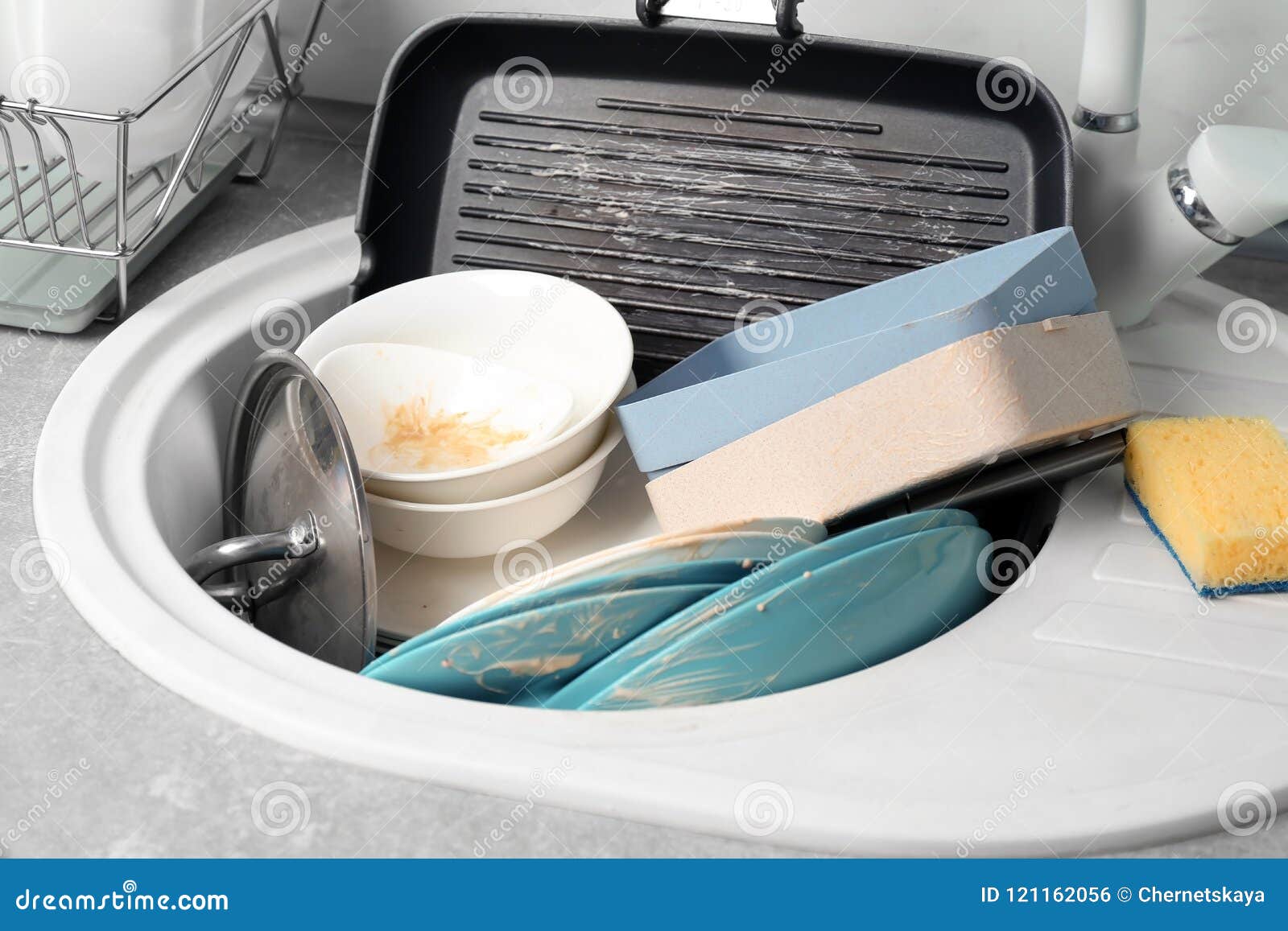 Messy Pile of Dirty Dishes Sink Stock Photo - Image of flatware, dish ...