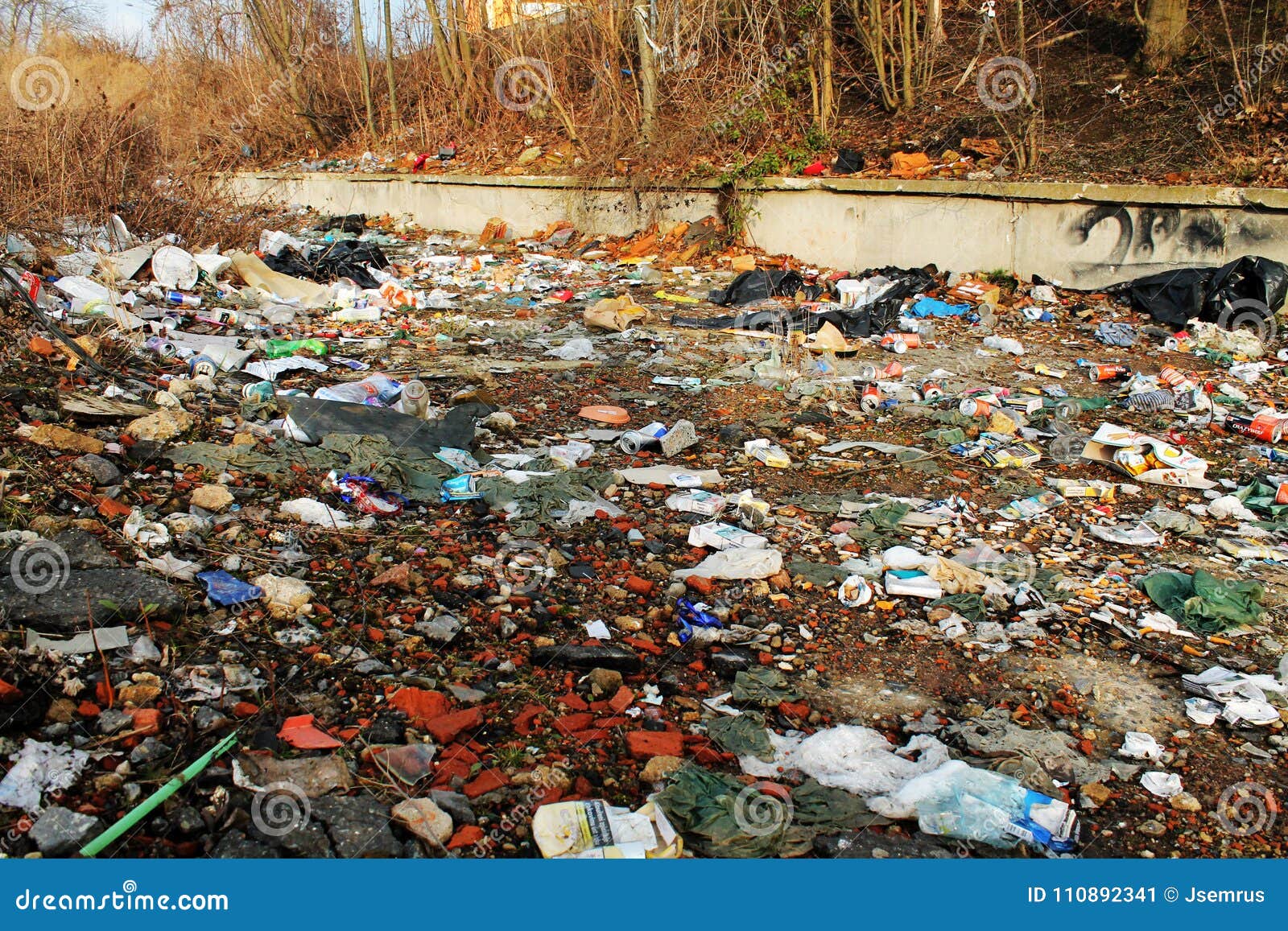 A messy place in a town editorial photo. Image of fall - 110892341