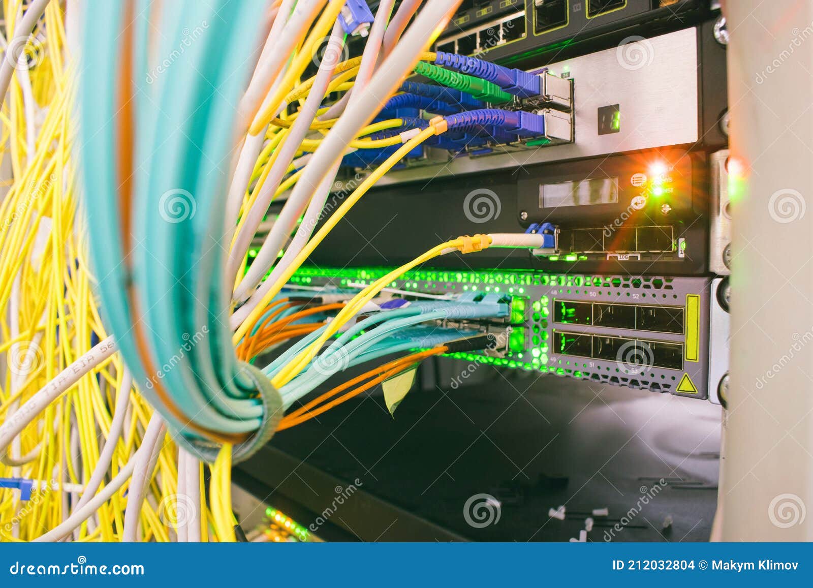 Messy Plex Of Wires In The Server Rack Of The Data Center. High-speed ...