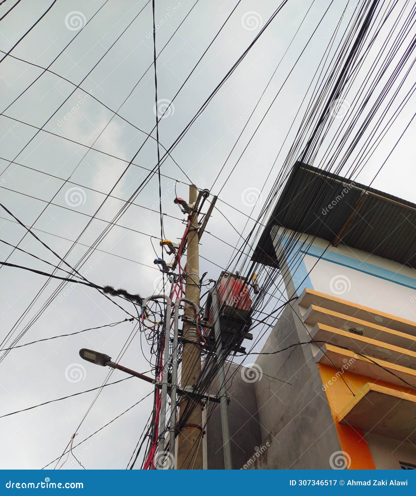Messy Power Cables on Poles in Indonesia Stock Image - Image of ...