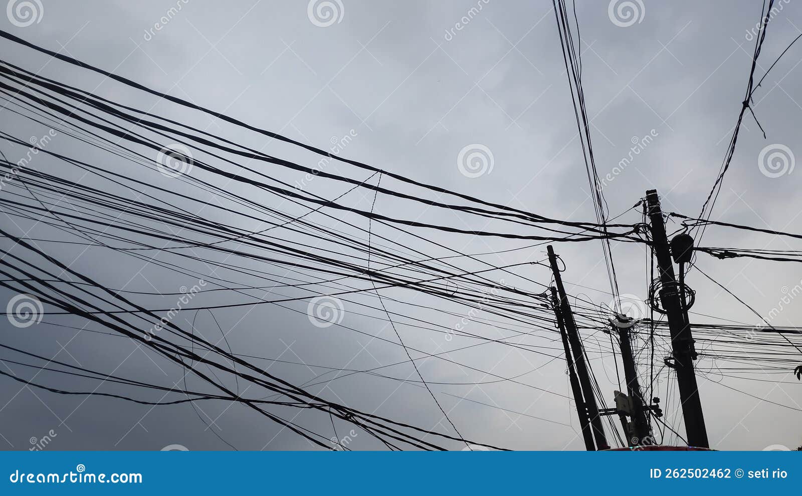 Messy Power Lines and Poles Stock Photo - Image of messy, lines: 262502462