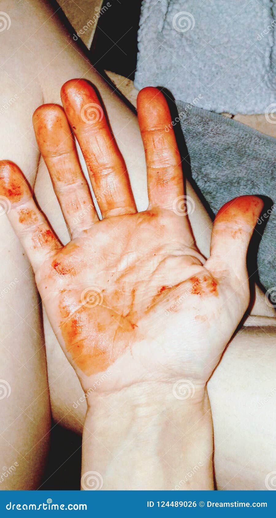 Messy stock photo. Image of blood, hand, palm, messy - 124489026