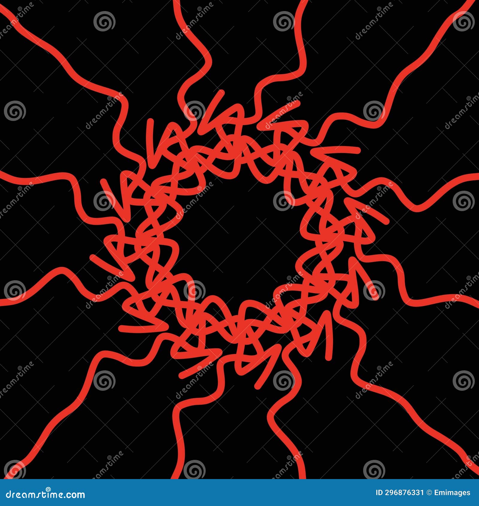 Messy Red Scribbles Design on Black Background Stock Illustration ...