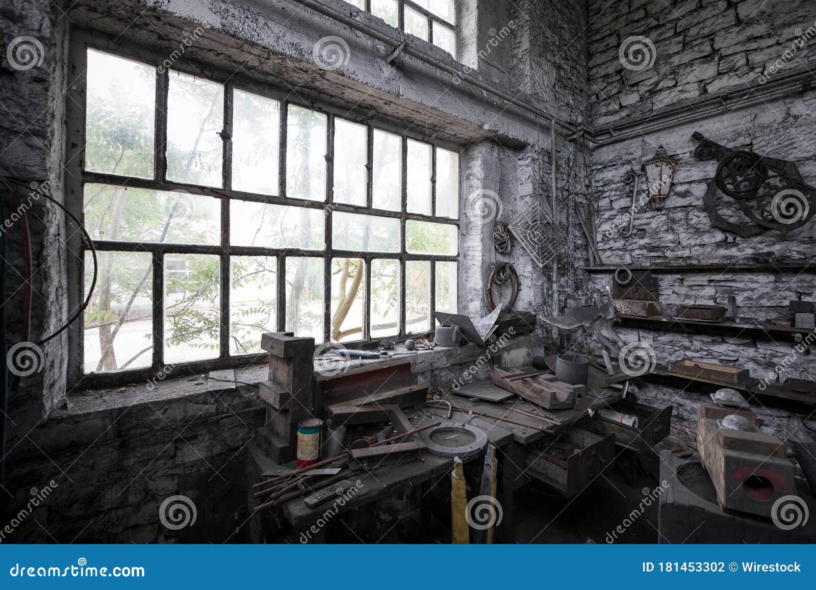 Messy Room in an Abandoned Building Stock Photo - Image of material ...