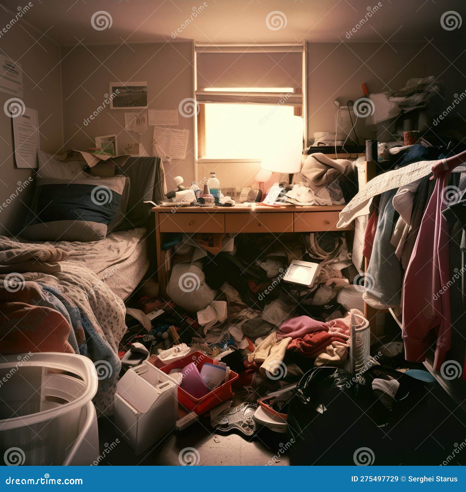 A Messy Room with a Desk and a Lot of Clutter. AI Generative Image ...