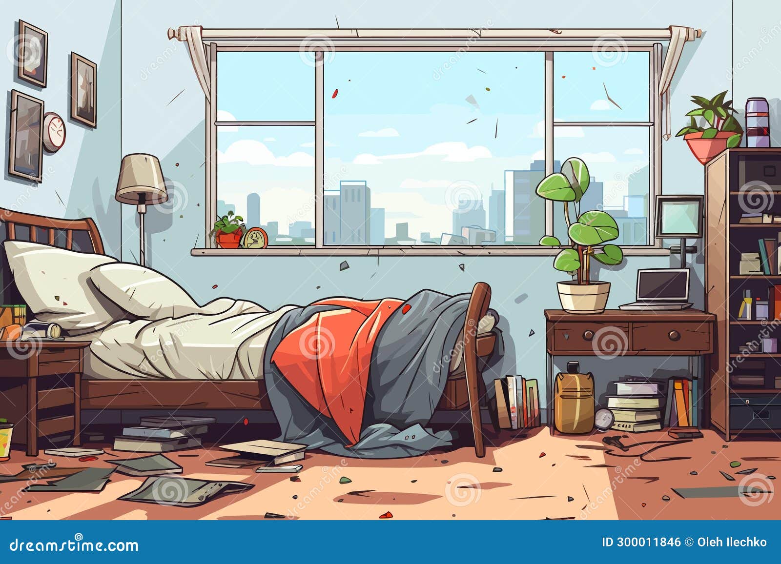 Messy Room Isolated Vector Style Illustration Stock Vector ...