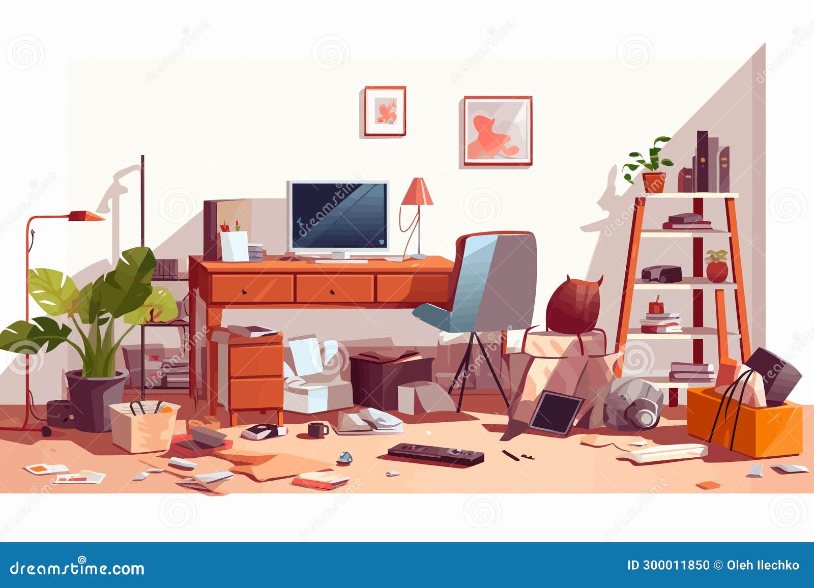 Messy Room Isolated Vector Style Illustration Stock Vector ...