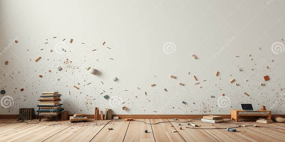 Messy Room with Scattered Objects Stock Illustration - Illustration of ...