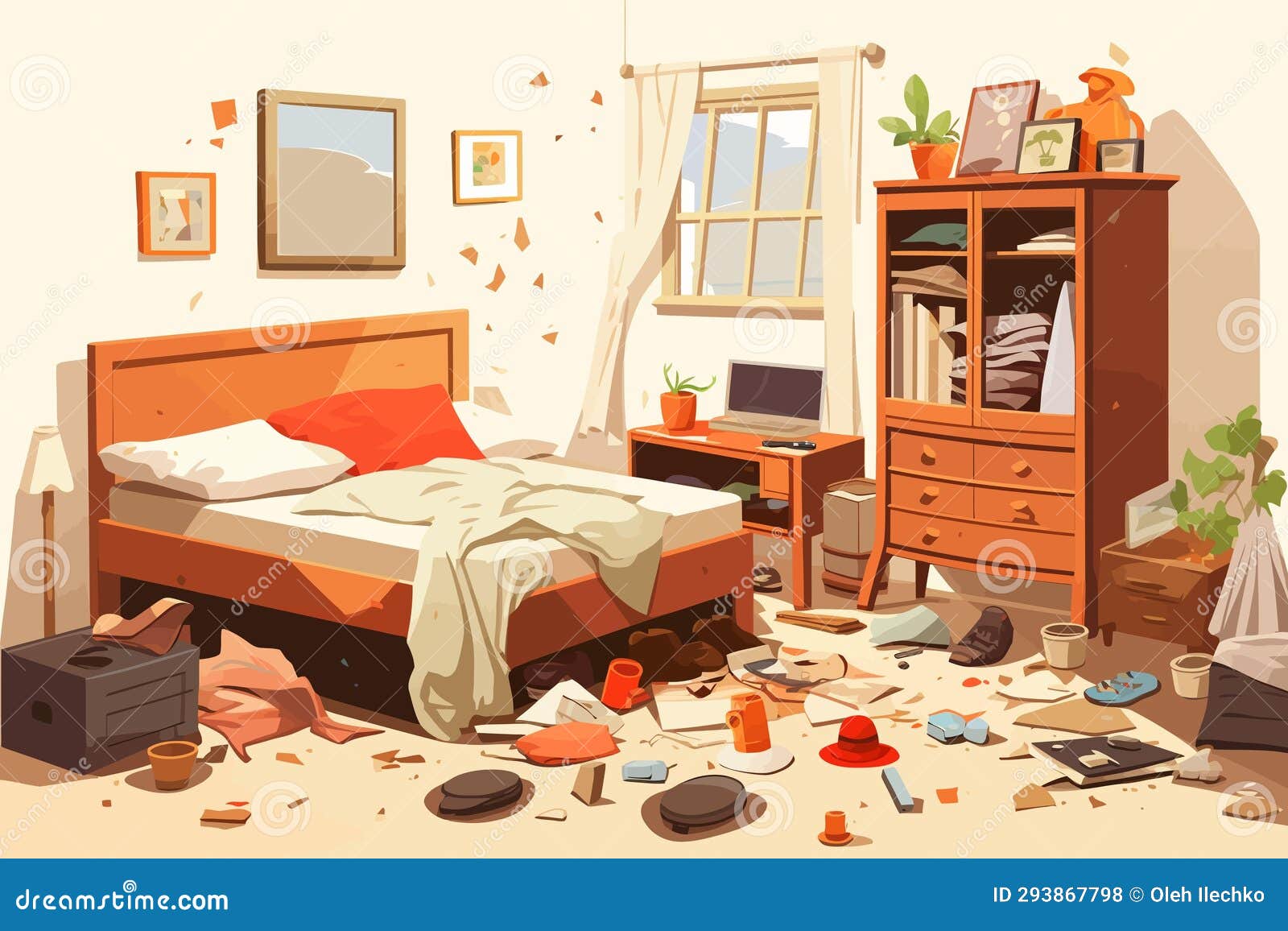 Messy Room Vector Flat Minimalistic Isolated Illustration Stock Vector ...