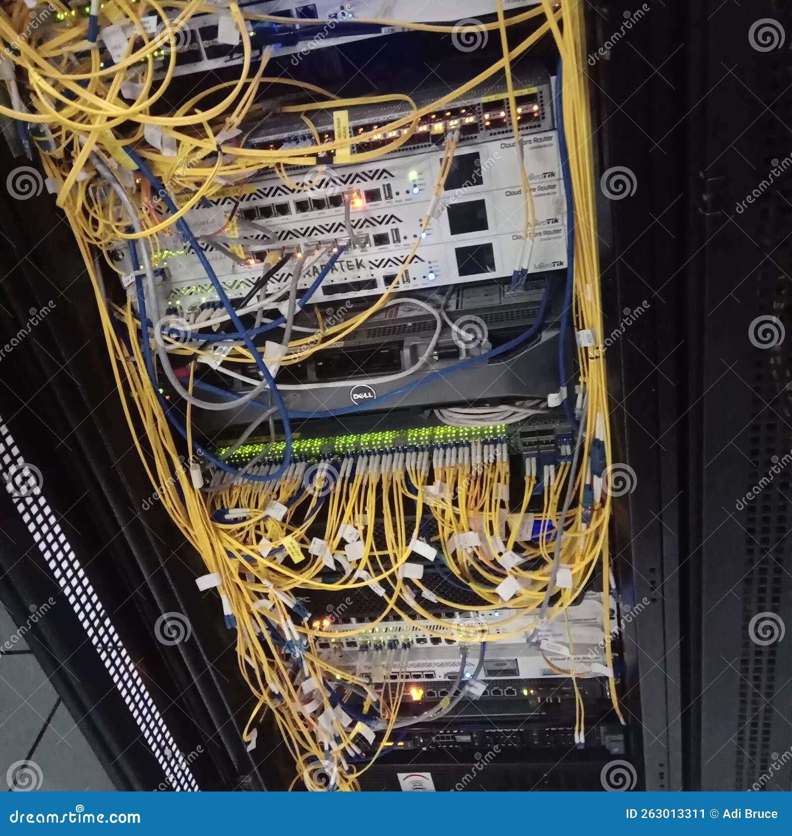 Messy Rows of Optical Cables Inside Server Rack Editorial Photo - Image ...