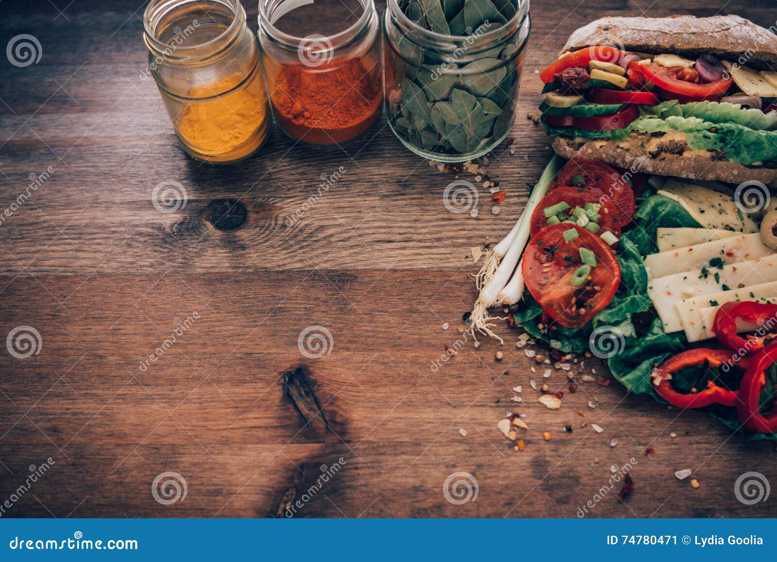 Messy Sandwich Overflowing with Ingredients. Stock Image - Image of ...