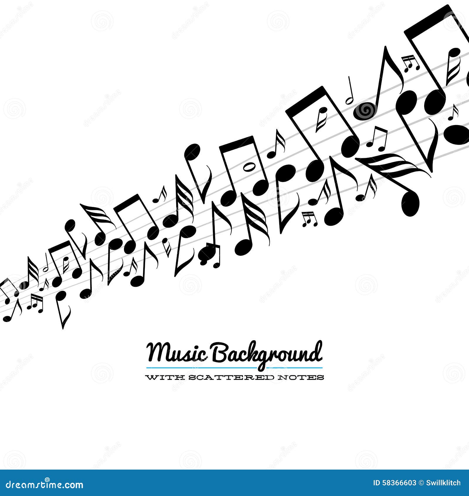 Messy Scattered Music Notes On Stave Cartoon Vector | CartoonDealer.com ...