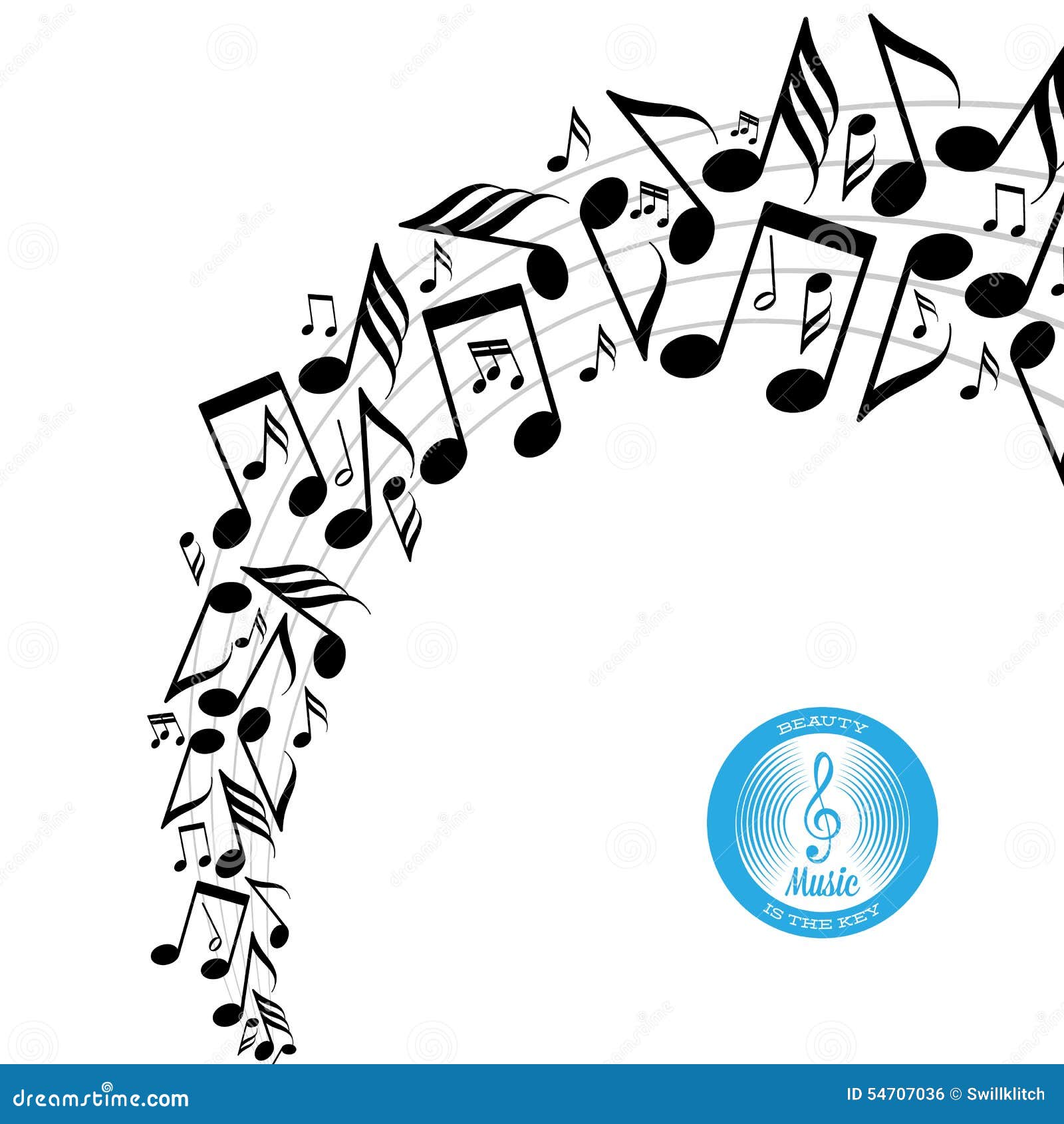 Messy Scattered Music Notes on Stave Stock Vector - Illustration of ...