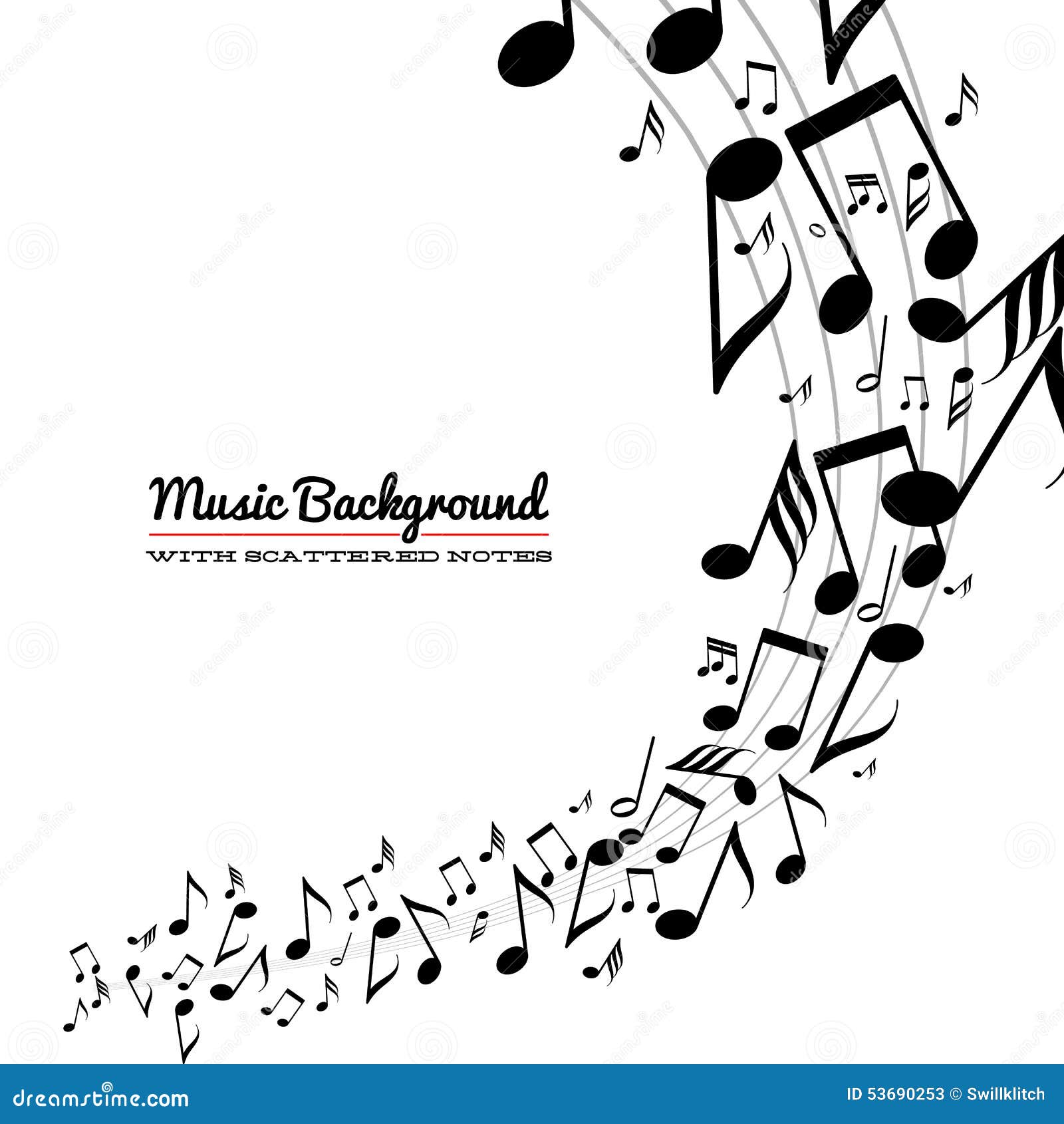 Messy Scattered Music Notes on Stave Stock Vector - Illustration of ...