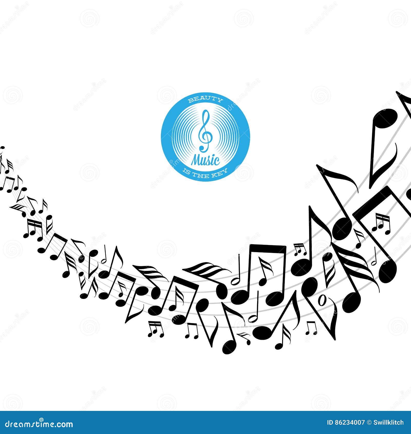 Messy Scattered Music Notes on Stave Stock Vector - Illustration of ...