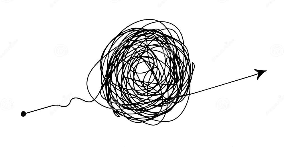 Messy Scribble Arrow Line Vector Illustration Isolated on White ...