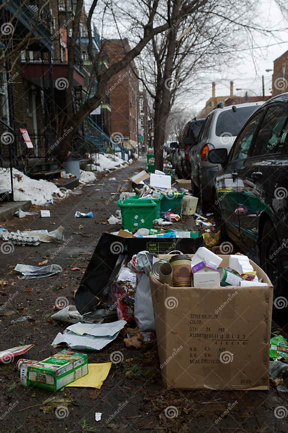 Messy sidewalk (vertical) stock image. Image of garbagemen - 4027367