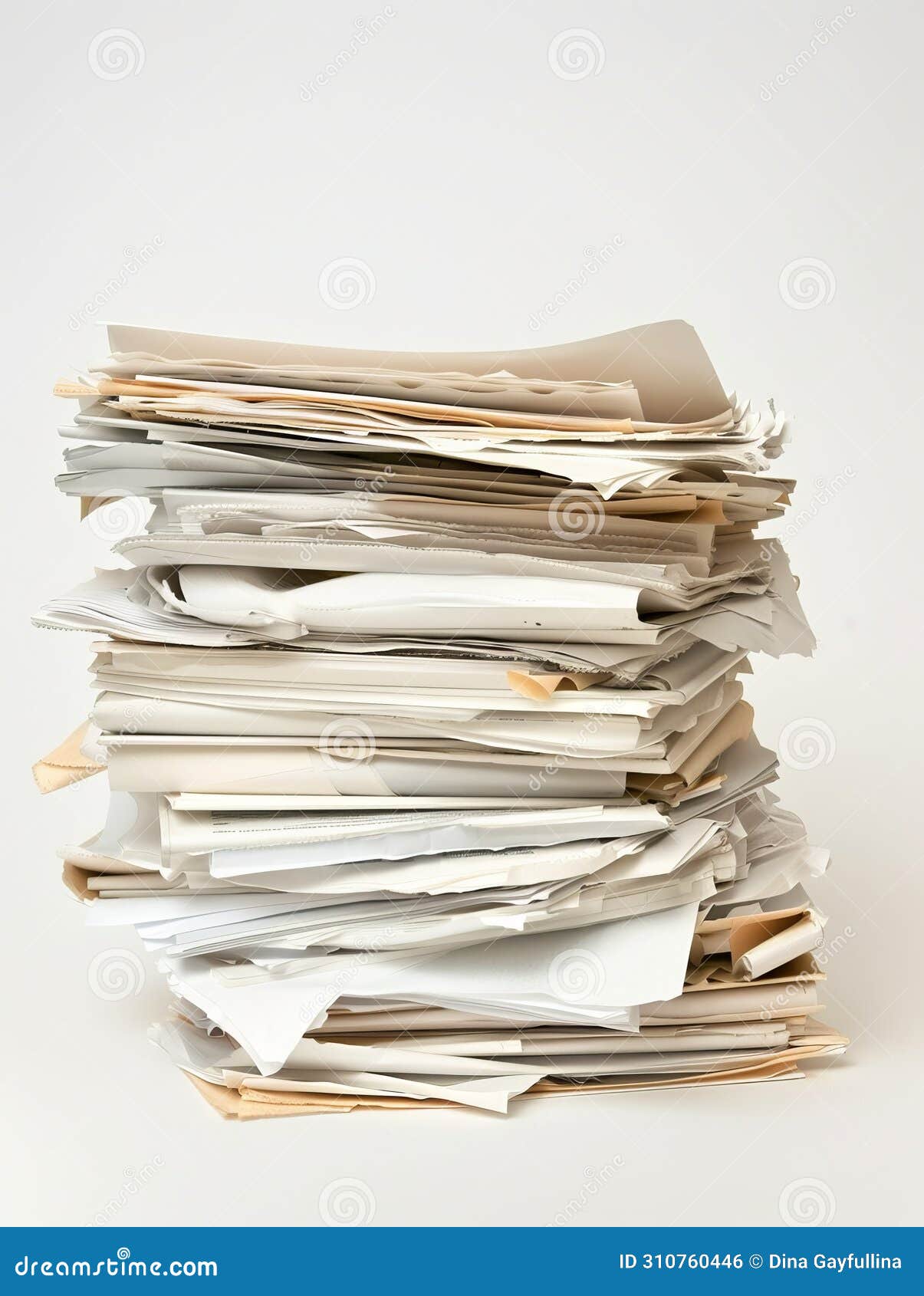 Messy Stack of White Papers on a Plain White Background Stock ...