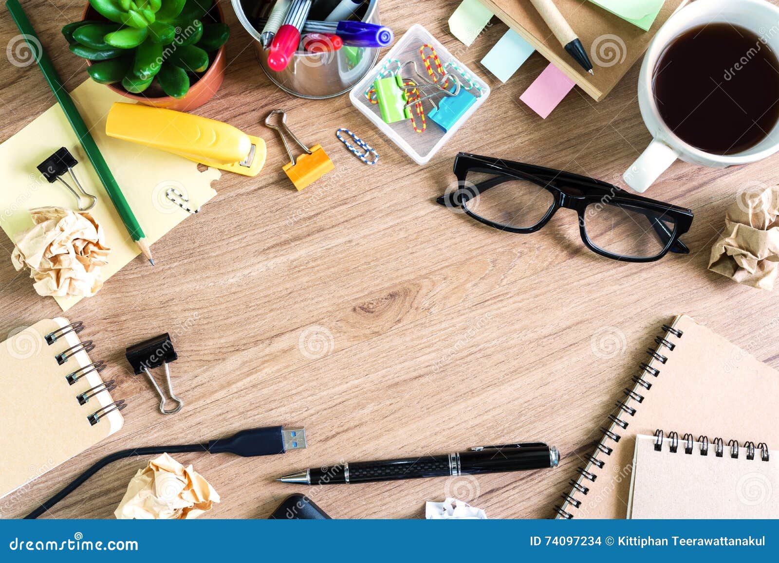 Messy Table with Blank Note and Tools Stock Photo - Image of supplies ...