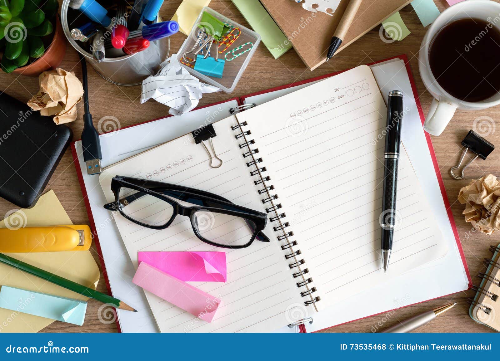 Messy Table with Blank Note and Tools Stock Photo - Image of envelope ...