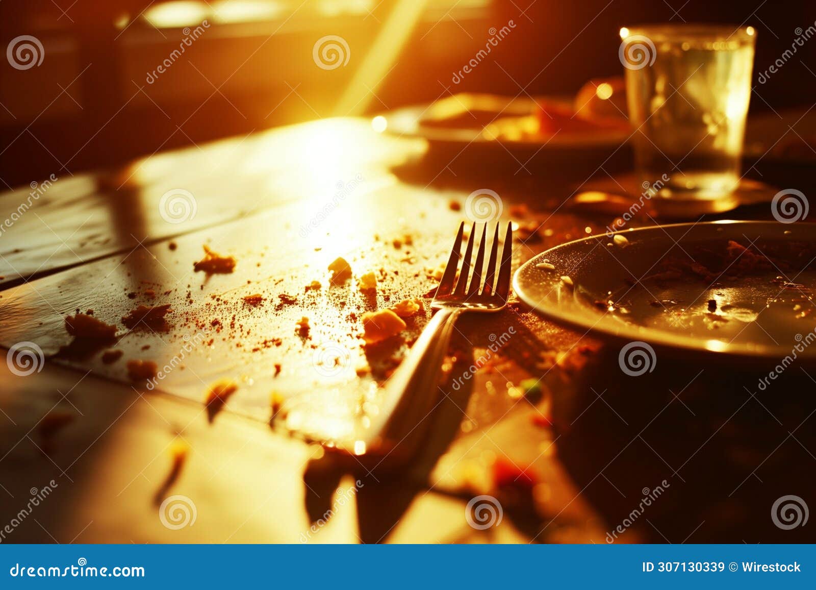 Messy Table with Dirty Dishes, AI-generated. Stock Illustration ...
