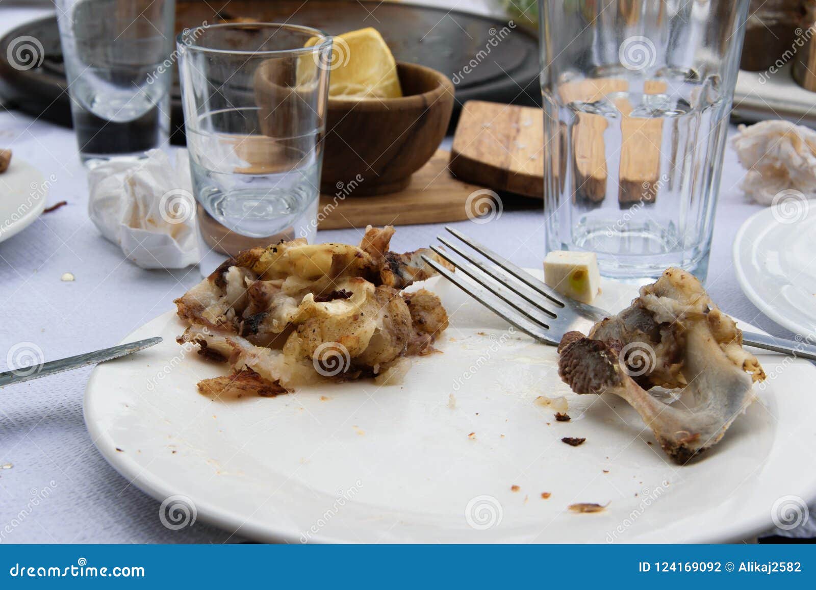 Messy Table with Dirty Dishes after Eating Stock Photo - Image of lunch ...