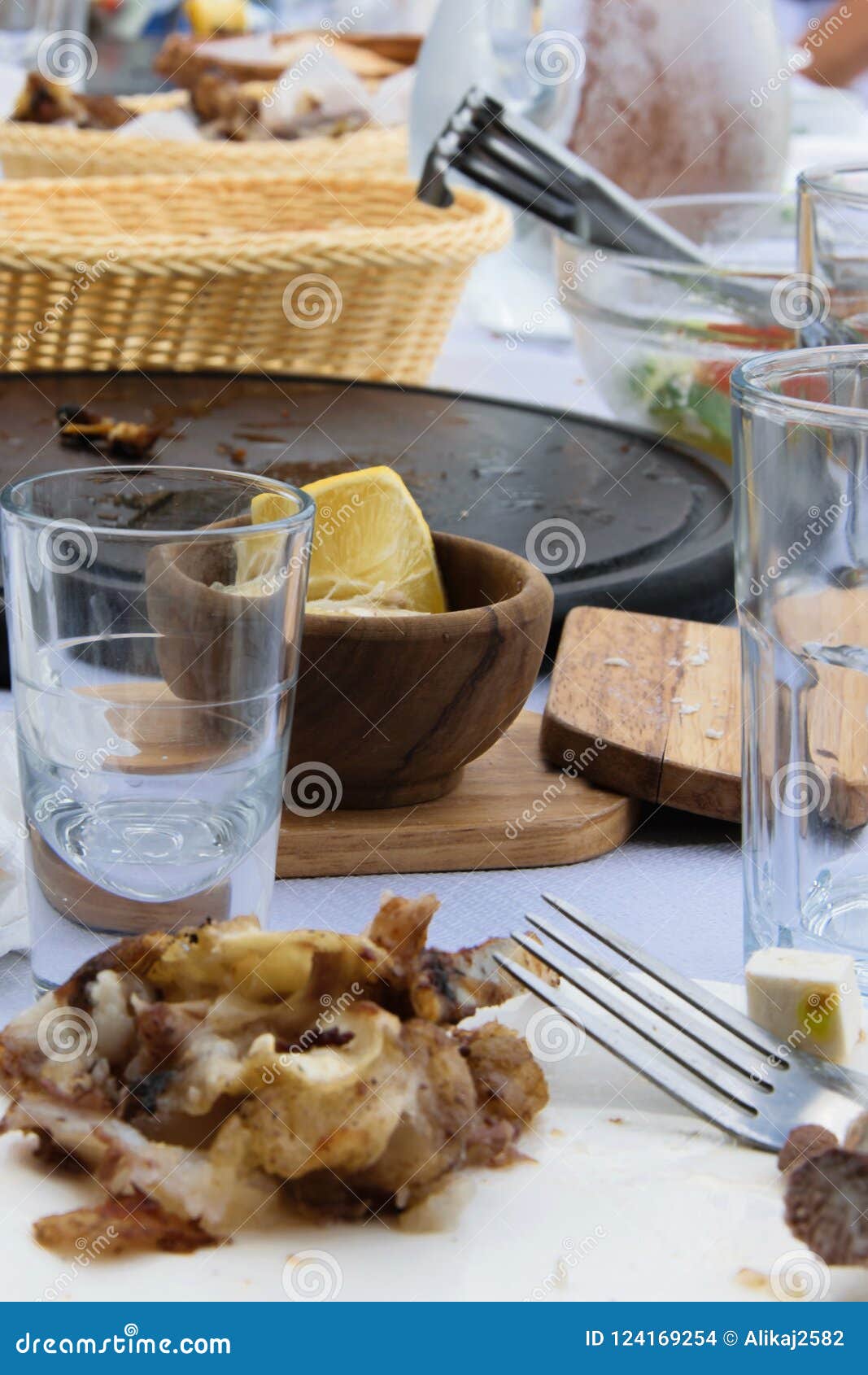 Messy Table with Dirty Dishes after Eating Stock Photo - Image of meat ...