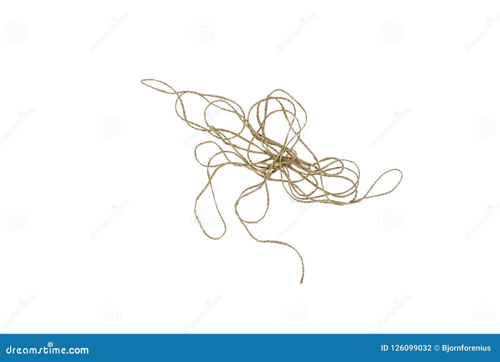 Messy Tangled Linen String on White Background. Stock Photo - Image of ...