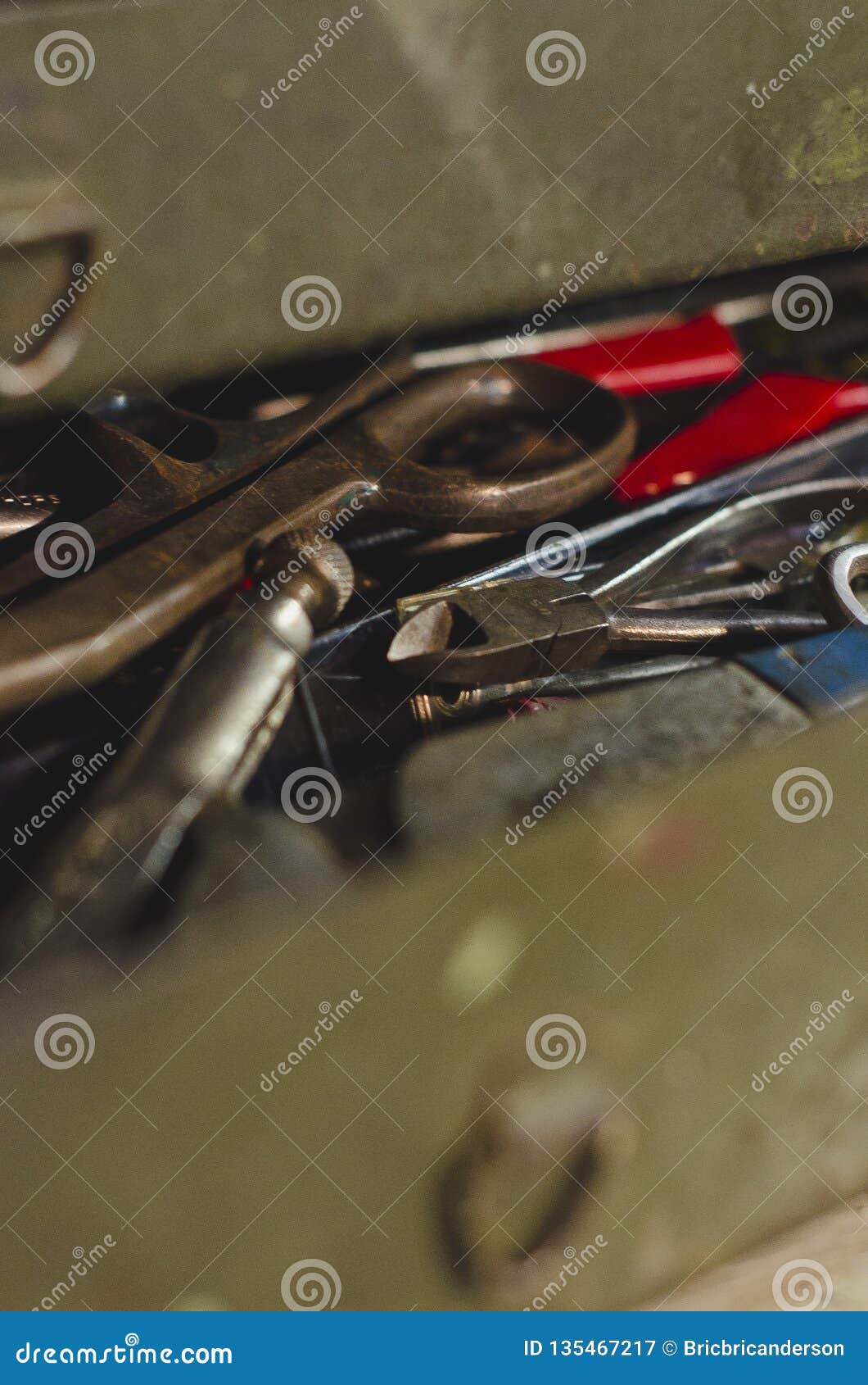 Messy Tool Desk Top View Scattered And Unorganized Work Tools No People ...