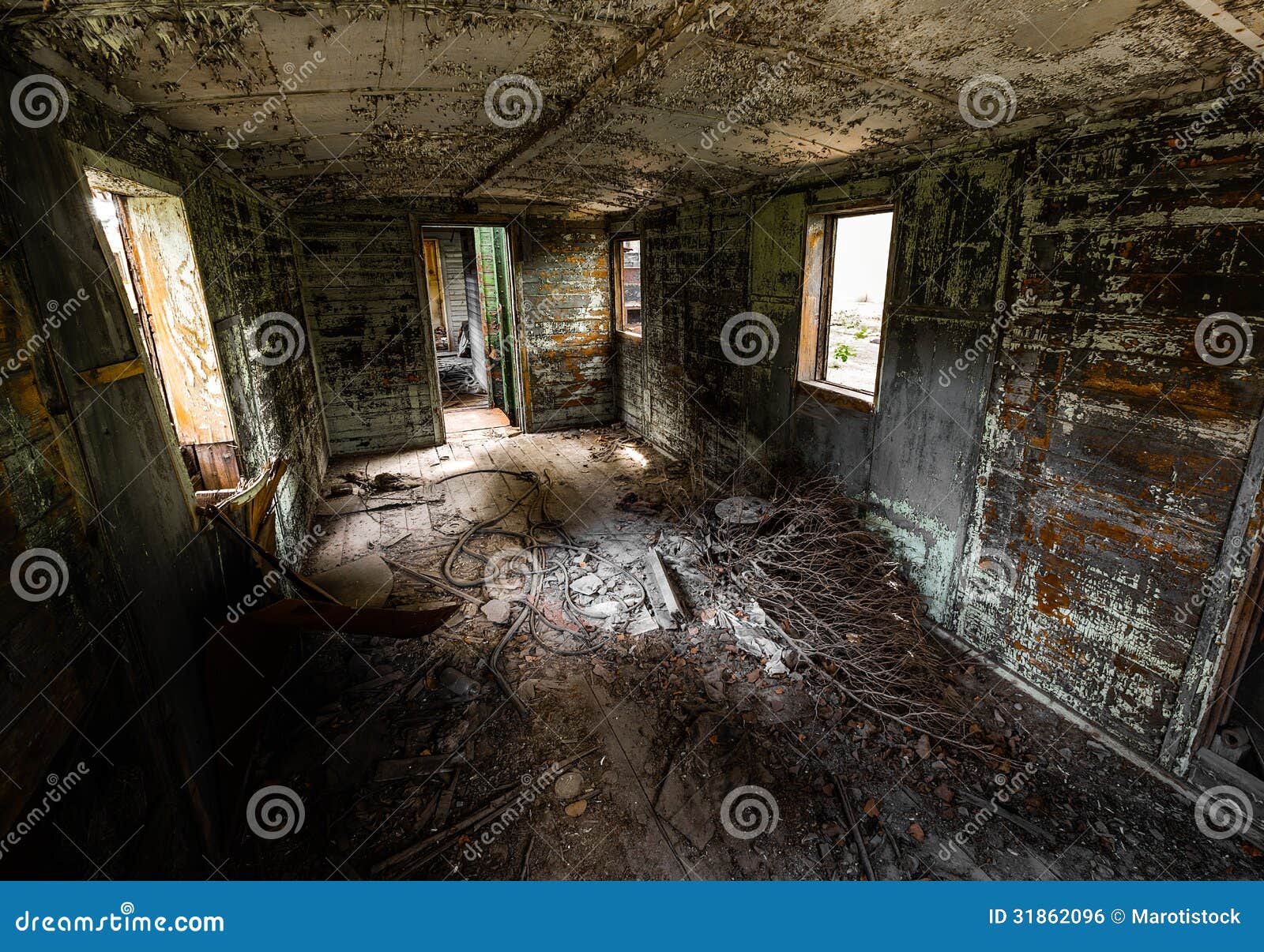 Messy train interior stock photo. Image of corridor, grungy - 31862096