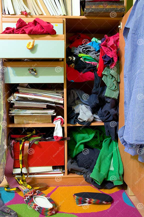 Messy wardrobe stock photo. Image of open, untidy, unmade - 23033772
