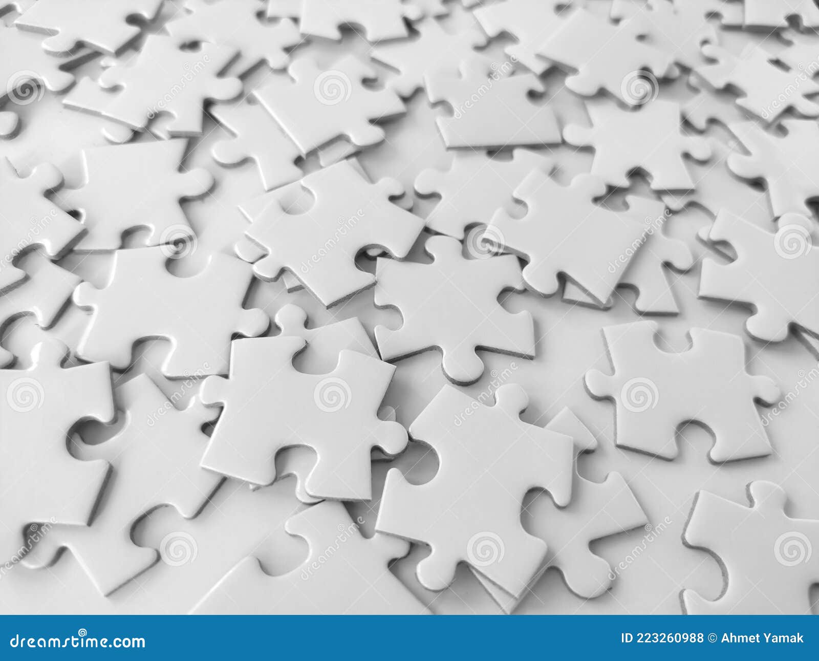 Messy White Jigsaw Puzzle Pieces Stock Photo - Image of business ...