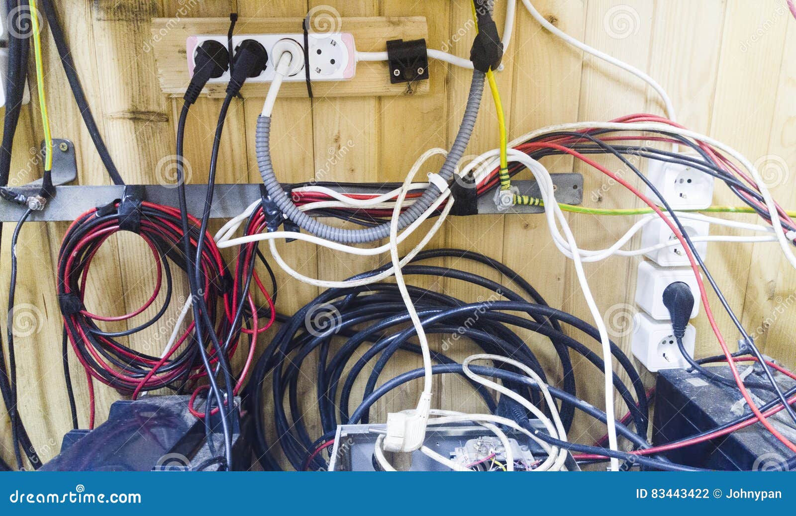 Messy Wire Cables on a Wall Stock Photo - Image of manufacturing ...