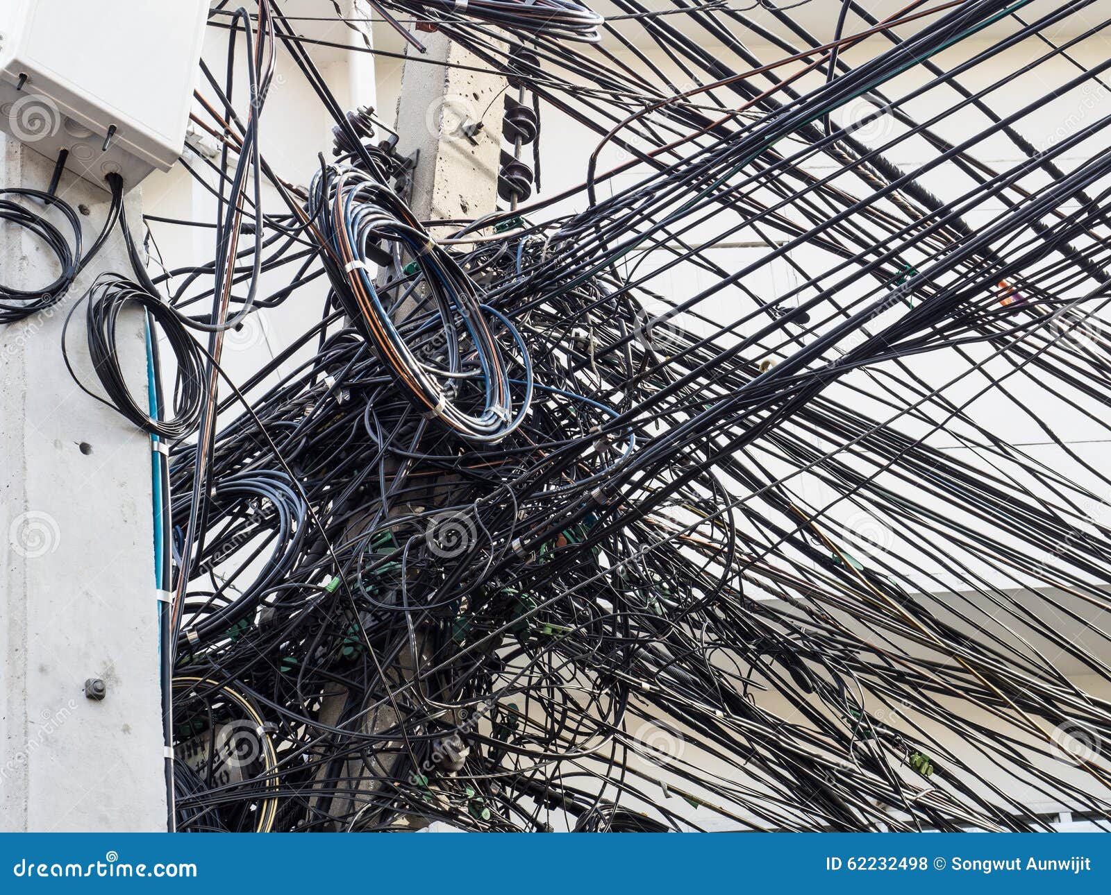 Messy Wire on Electricity Post Stock Photo - Image of knot ...