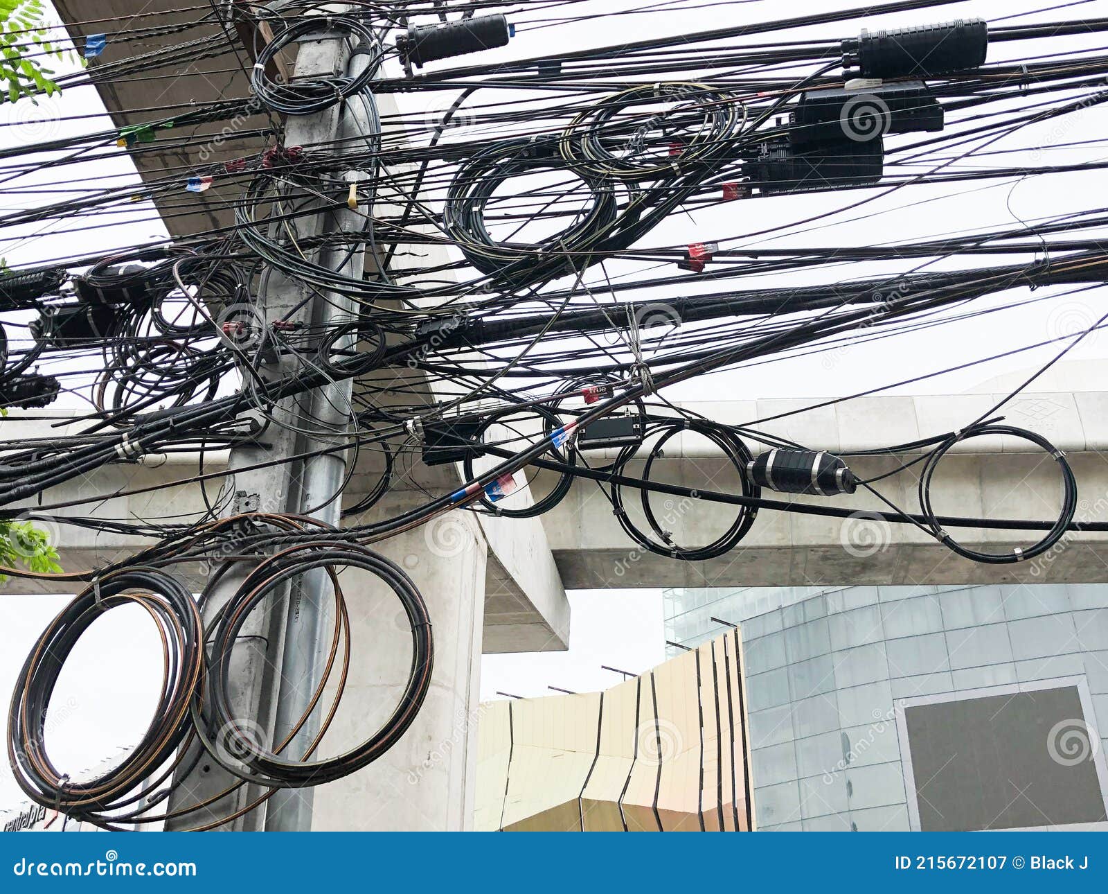 Messy Wires Cables on the Electric Pole, Concept Danger Stock Image ...