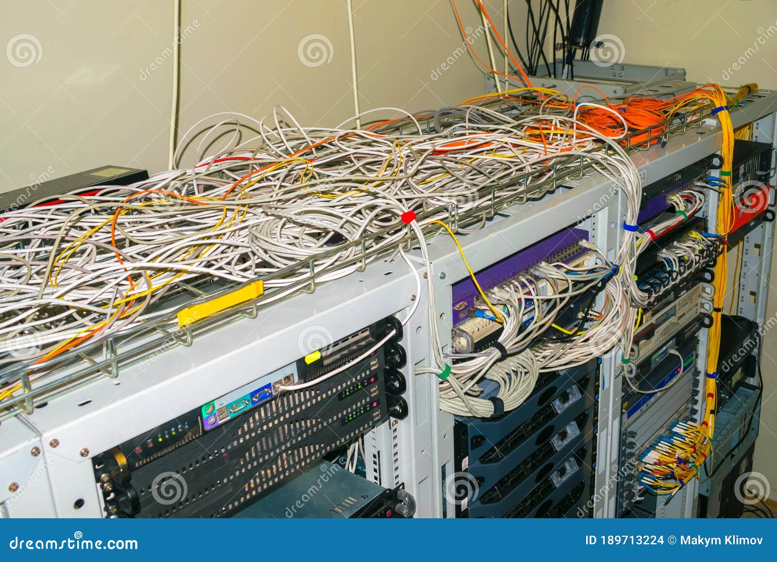 Messy Wires Are In Datacenter Server Room, Top View Royalty-Free Stock ...