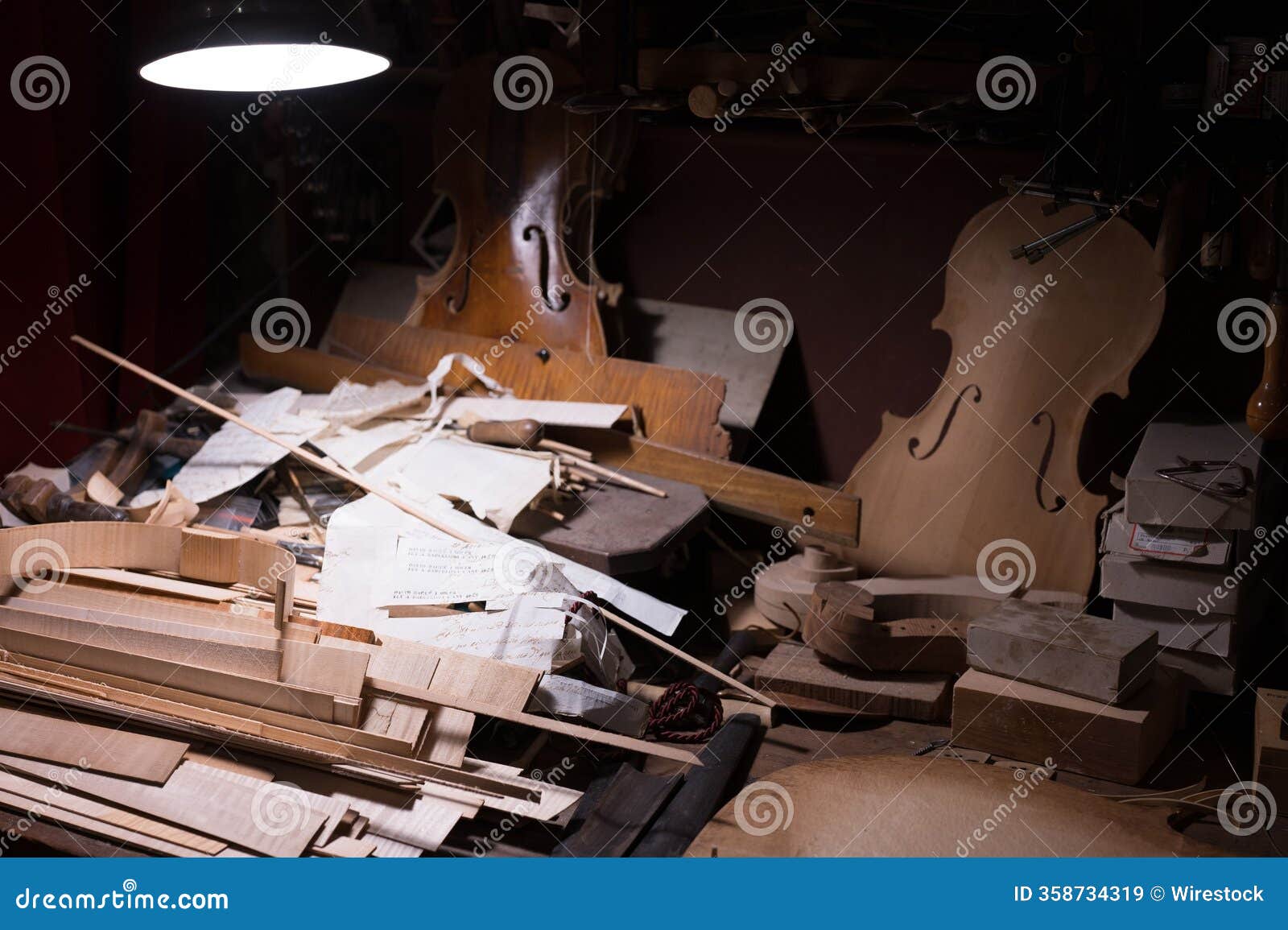 Luthier s Working Area editorial stock image. Image of maker - 358734319