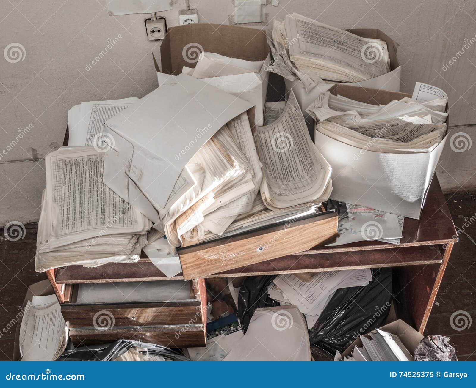 Messy workplace stock image. Image of closeup, interior - 74525375