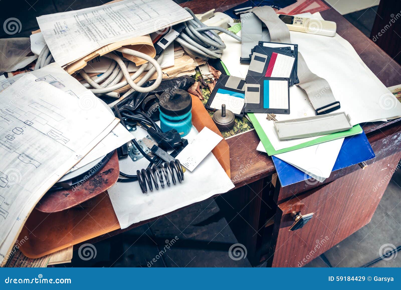 Messy Workplace with Paper on Table Stock Image - Image of mess, desk ...