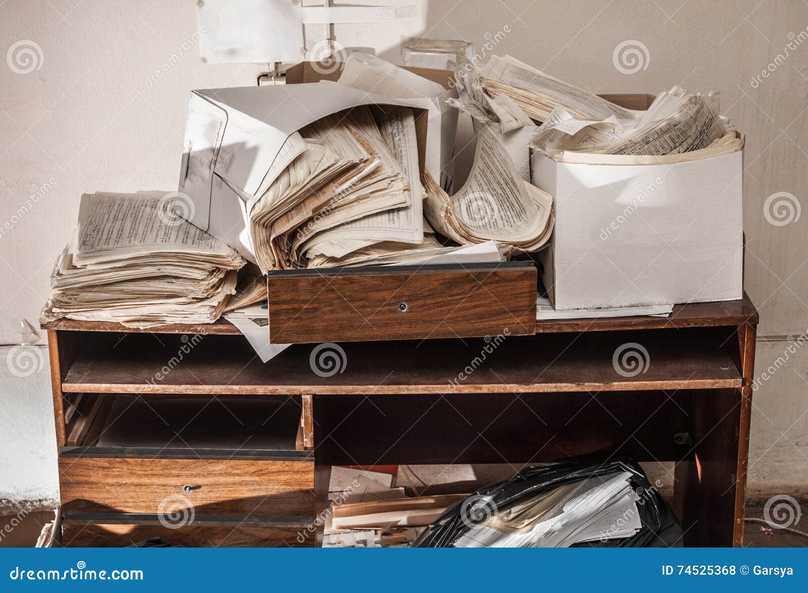 Messy workplace stock photo. Image of frustrated, mess - 74525368