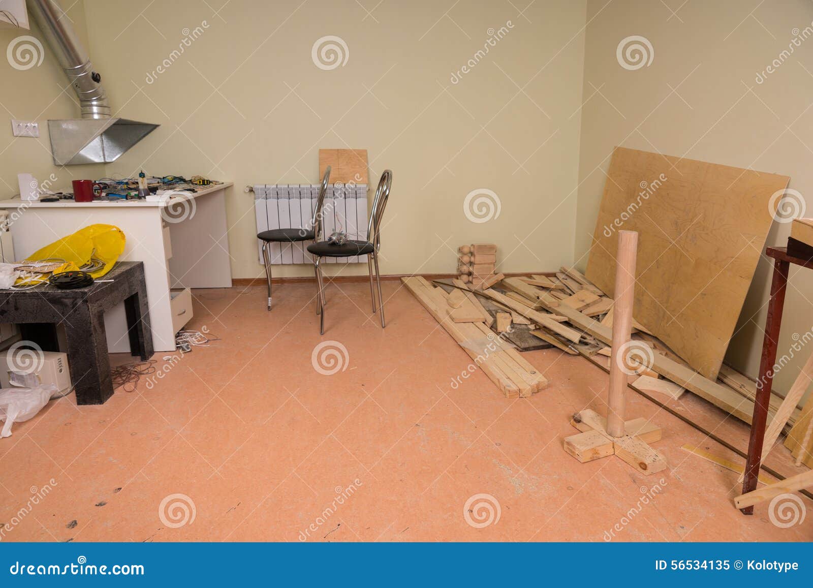 Messy workshop room stock image. Image of architecture - 56534135