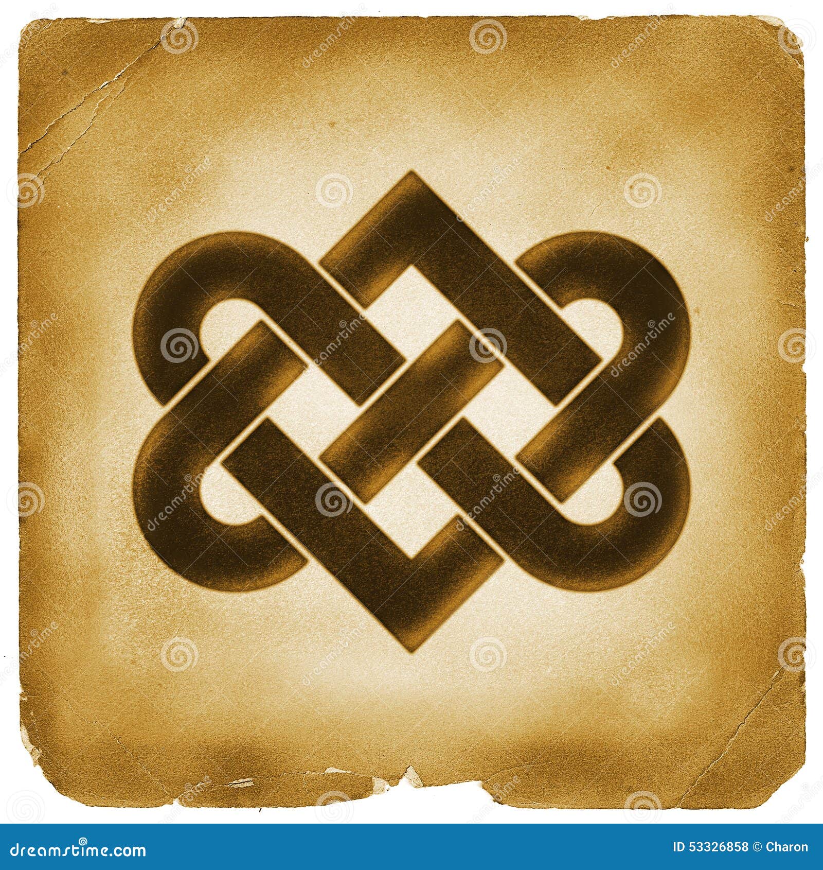 Met Elkaar Verbindend Het Symbool Oud Document Van De Hartknoop Stock ...