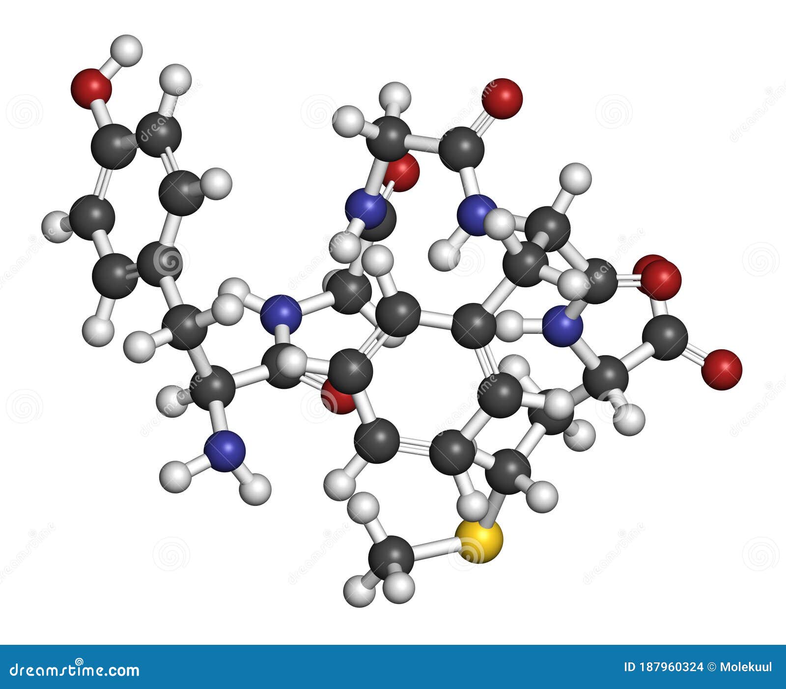 Met-enkephalin Endogenous Opioid Peptide Molecule. 3D Rendering. Atoms ...