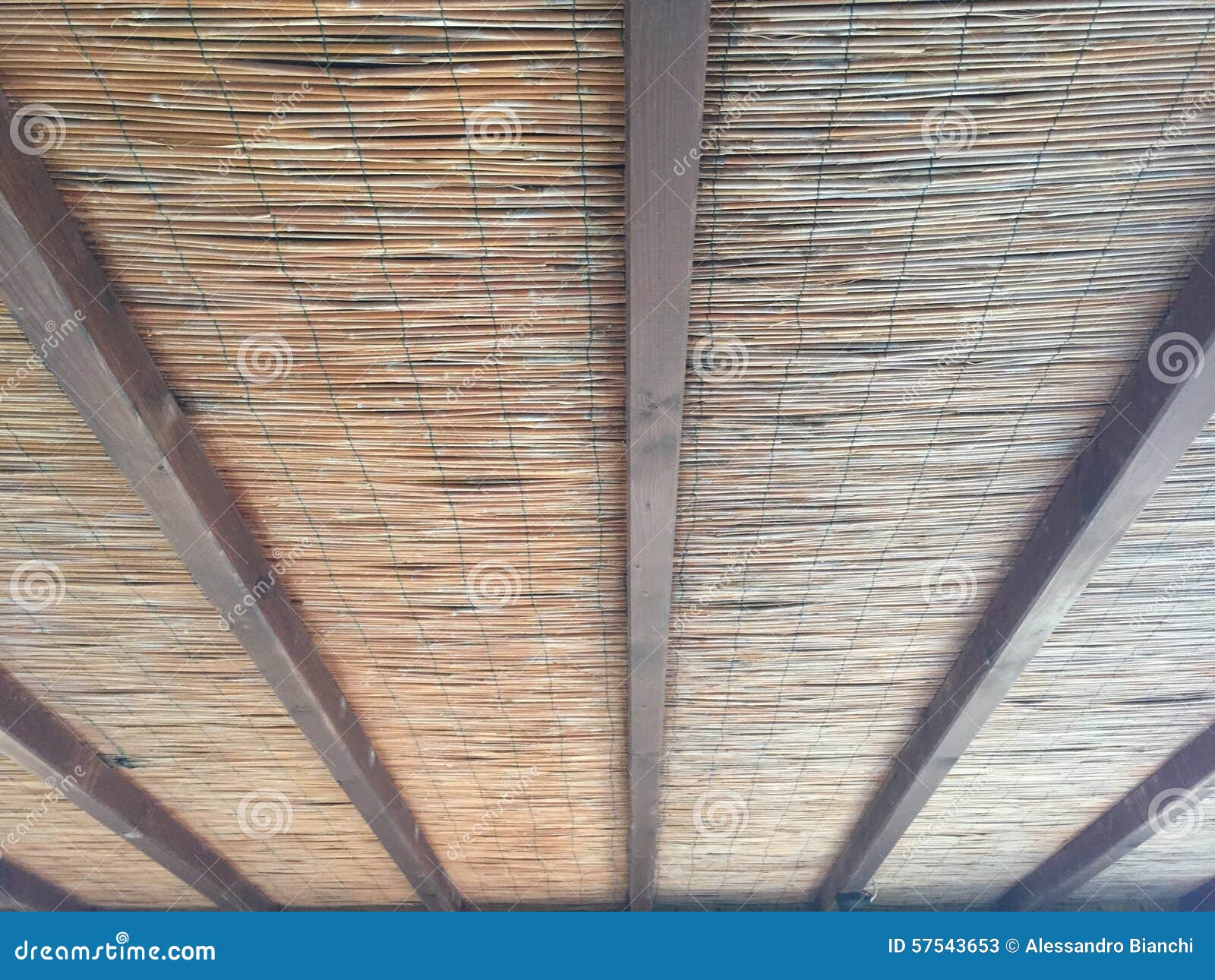 Met Stro Bedekt Dak Met Stralen Stock Afbeelding - Image of daksparren ...