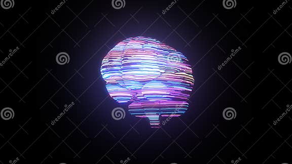 Meta Brain, Human Brain with Glow Colourful Surface Stock Illustration ...