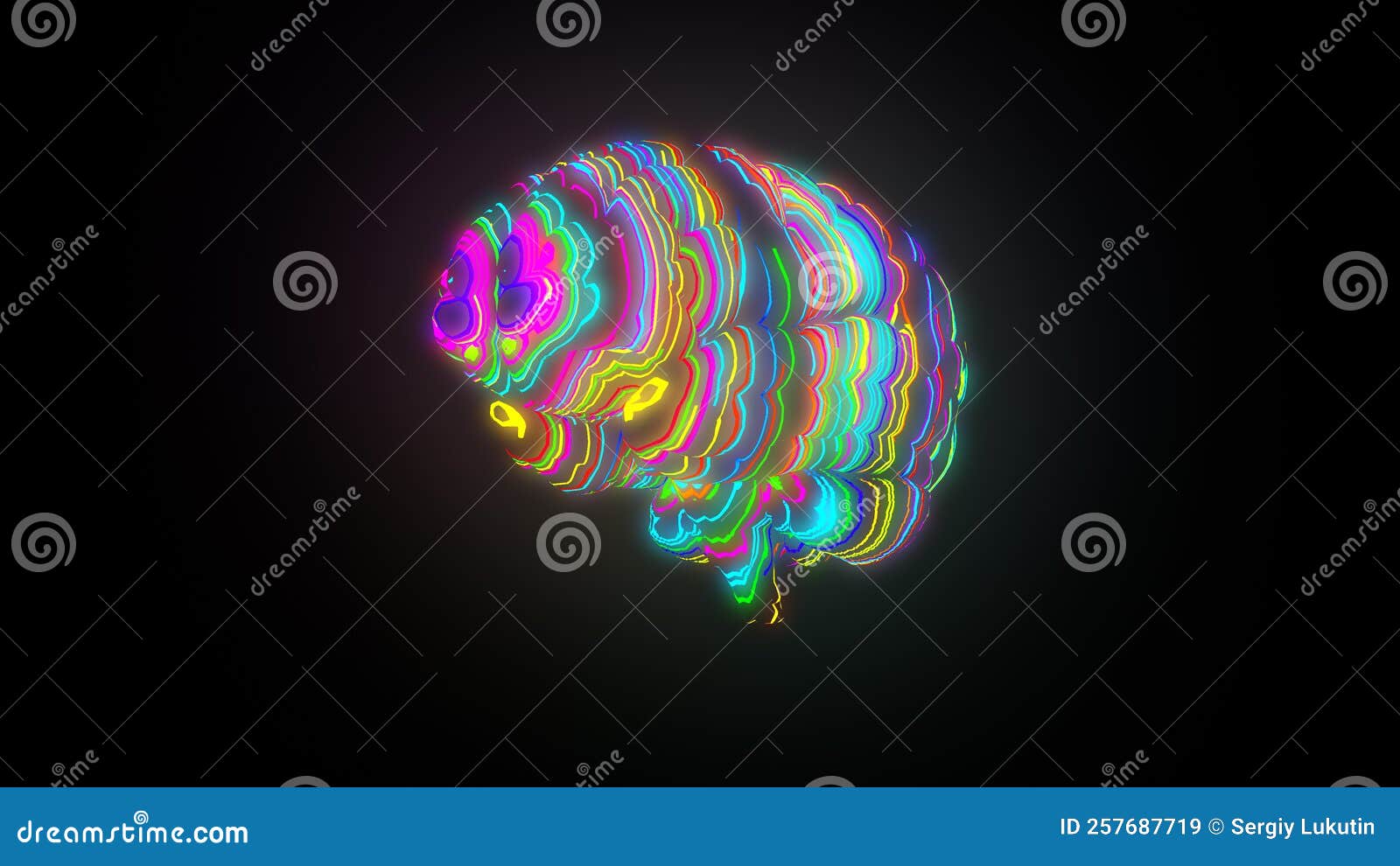 Meta Brain, Human Brain with Glow Colourful Surface Stock Illustration ...