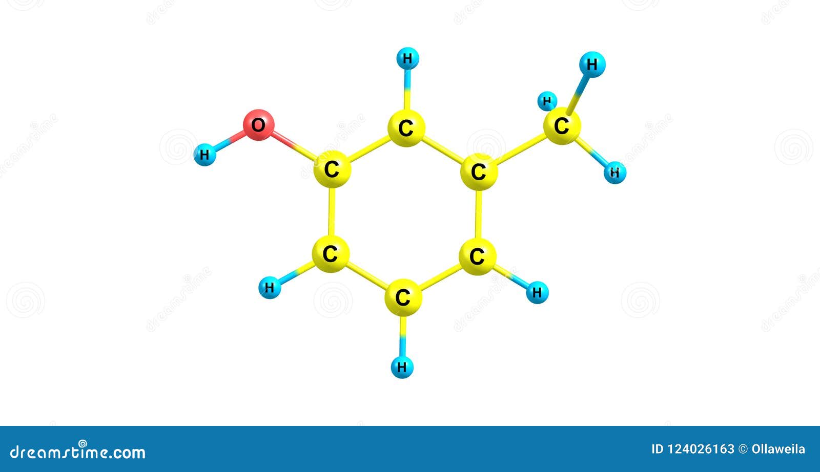 Meta-cresol O Estructura Molecular Del Methylphenol 3 Aislada En Blanco ...